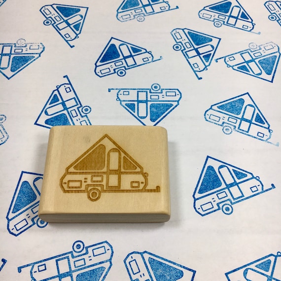 A-frame Pop up Camper Rubber Ink Stamp | Etsy