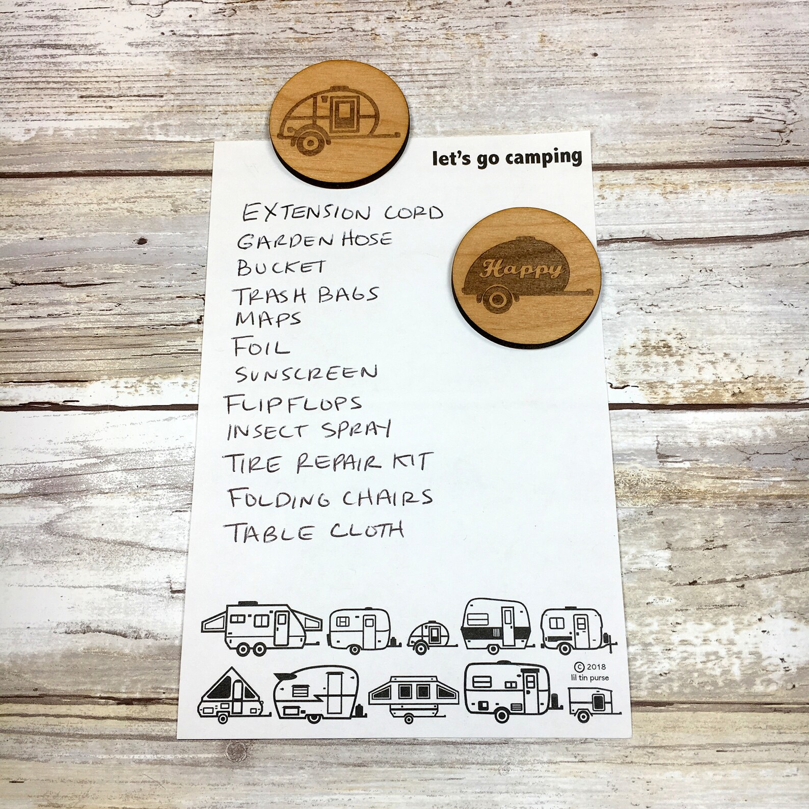 Set of 2 Teardrop Trailer Camper Magnets With Travel Trailer Notepad ...