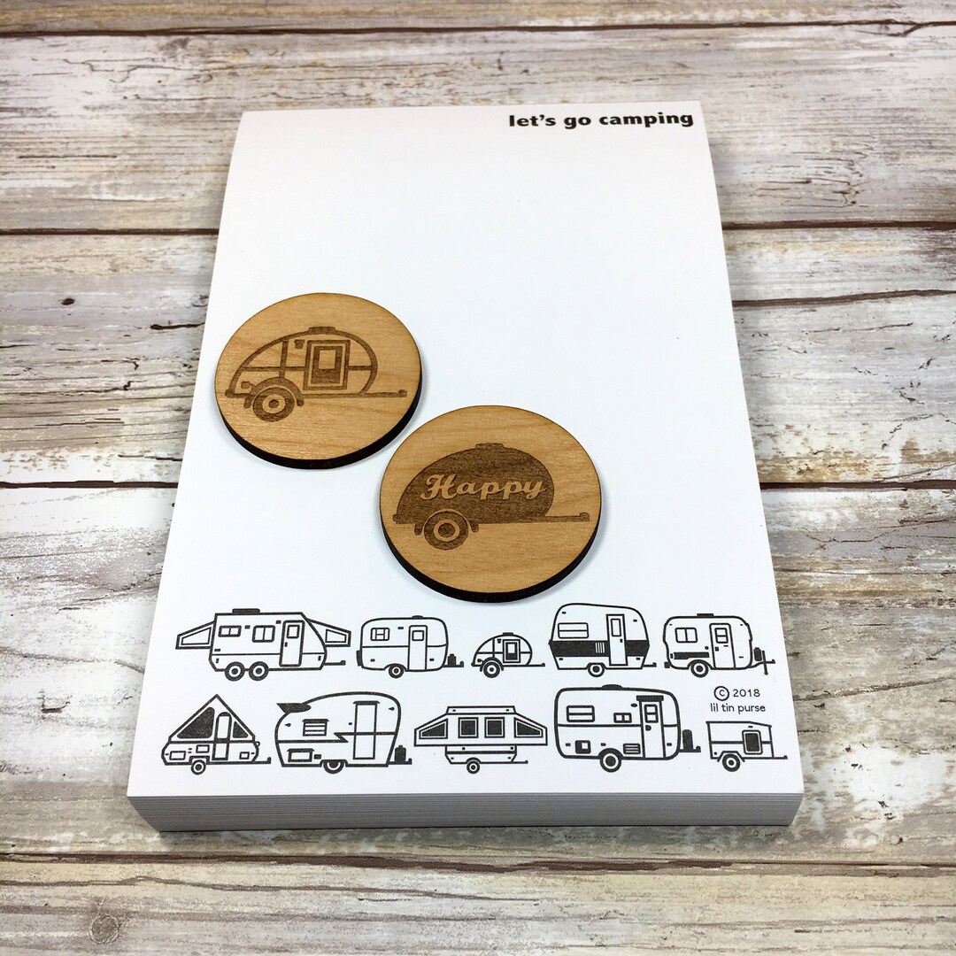 Set of 2 Teardrop Trailer Camper Magnets With Travel Trailer Notepad ...
