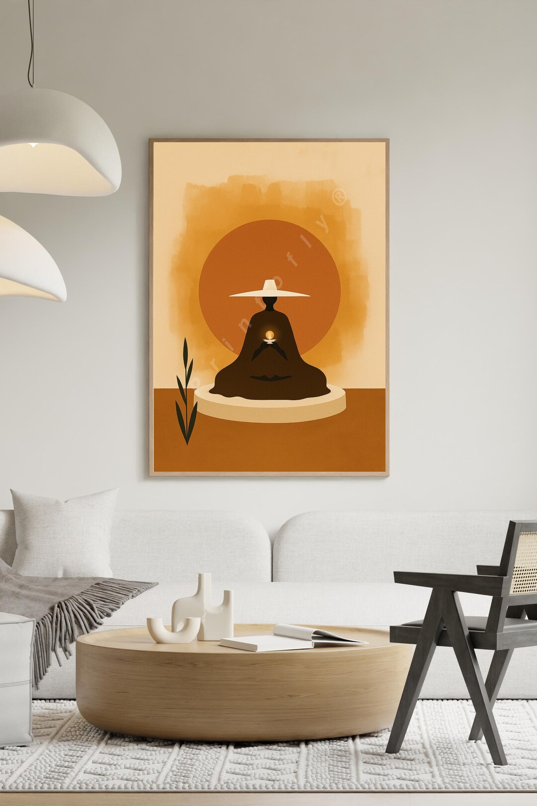Zen Monk Print: Boho Meditation Art, Earth Tones (digital Download) - Etsy