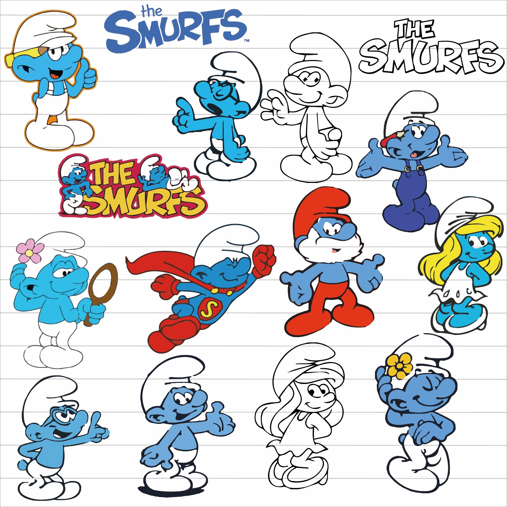 Smurfs SVG Bundle, Smurfs Font SVG Files for Cricut, Smurfs Cut Files ...