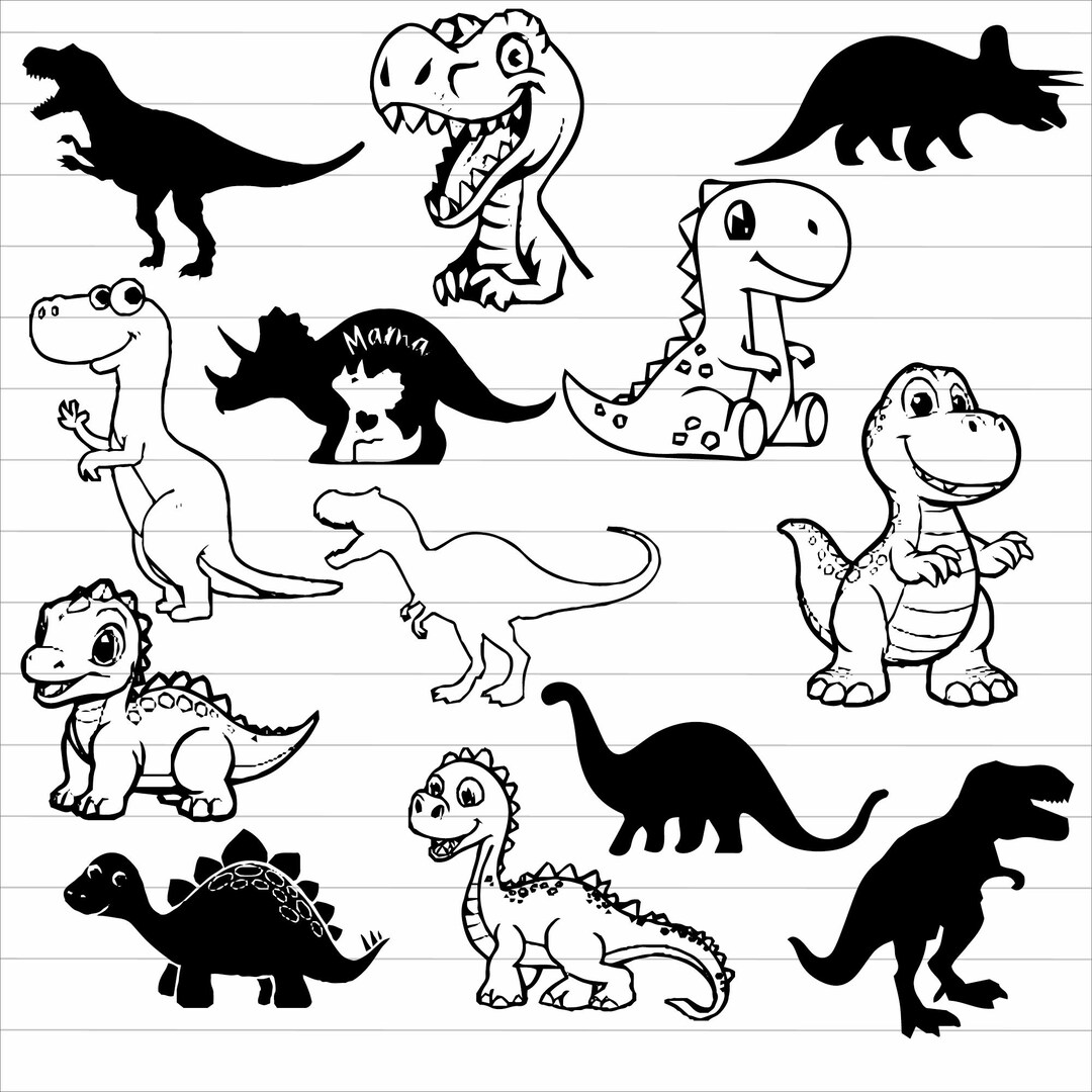 Dinosaur Silhouette SVG Files for Cricut or Silhouette Cute Baby ...