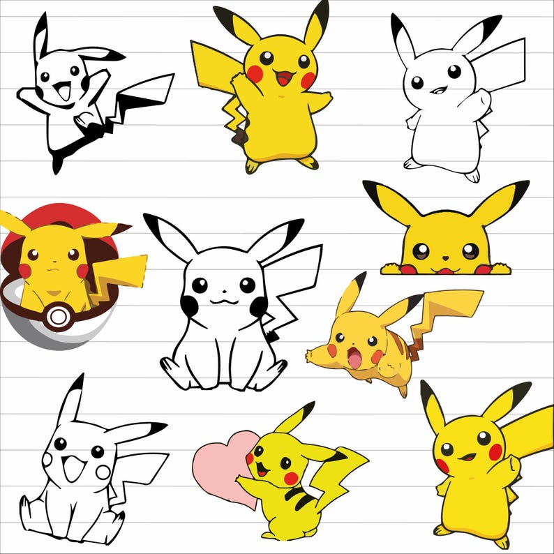 Pikachu Svg , Pikachu Png , Pokemon Cricut Vector Bundle , Pikachu DIY ...