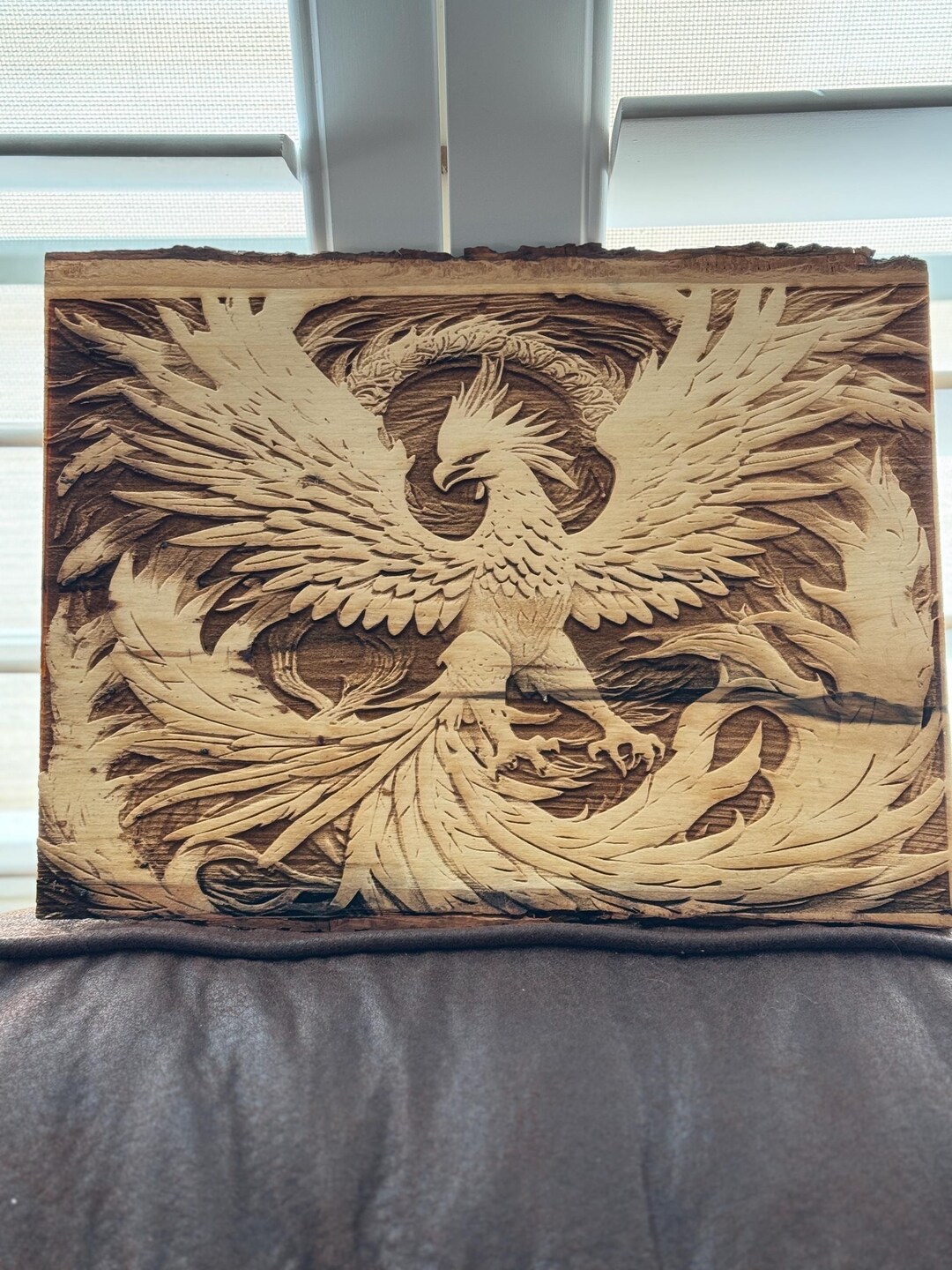 3D Engraved Wooden Phoenix - Etsy