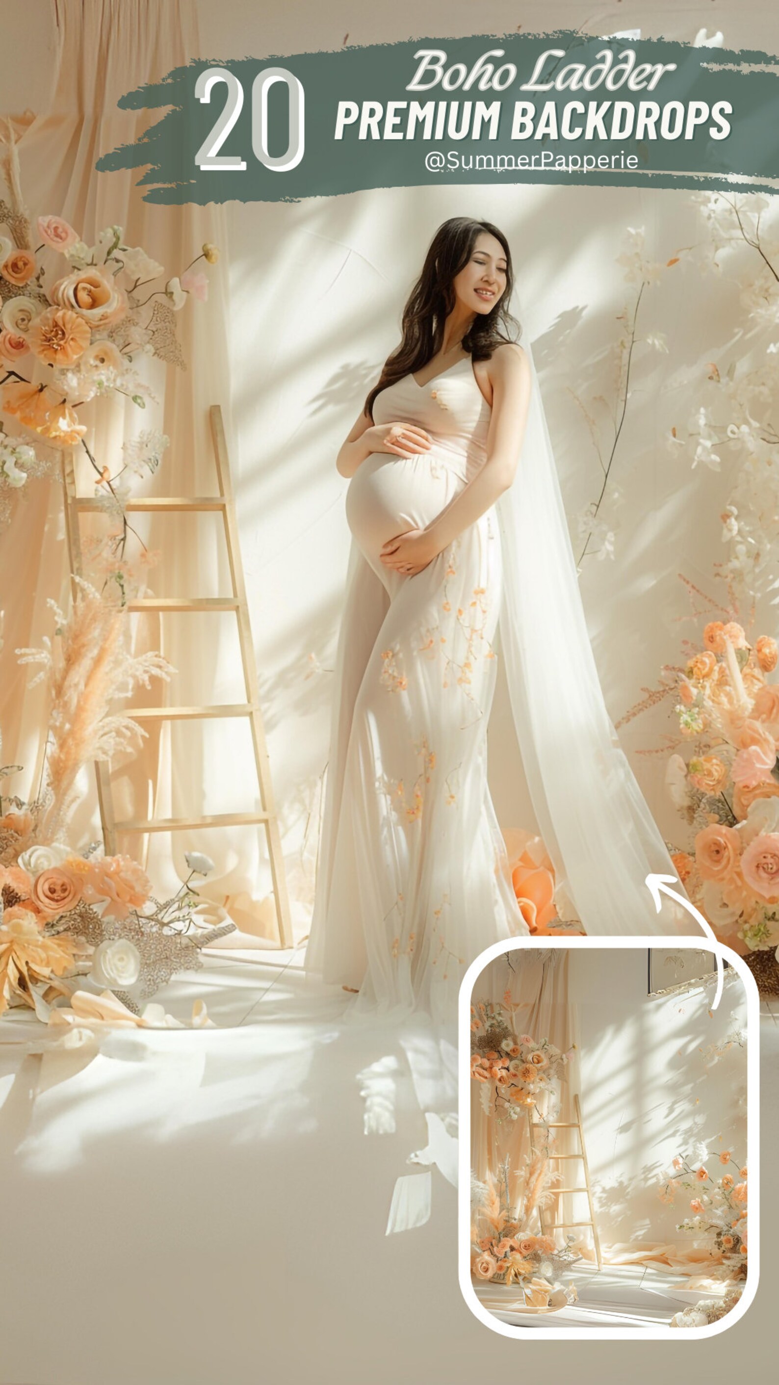 Boho Ladder Backgrounds Digital Backdrops Overlay Maternity Backdrop ...