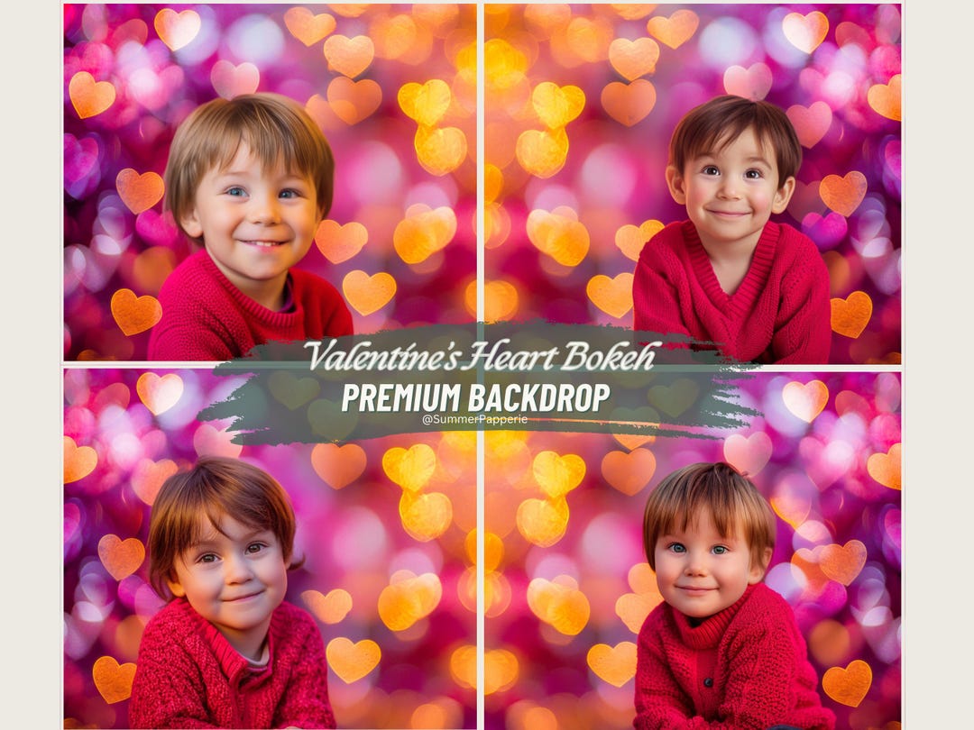 Valentine's Day Bokeh Digital Background Heart Design Holiday Portrait ...