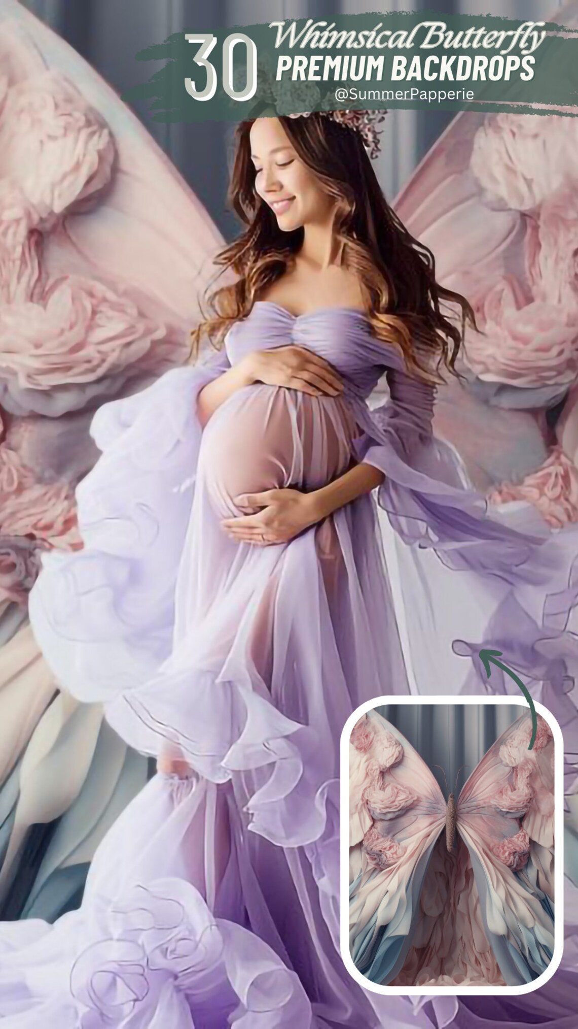 Butterfly Maternity Digital Backdrop Maternity Digital Background ...