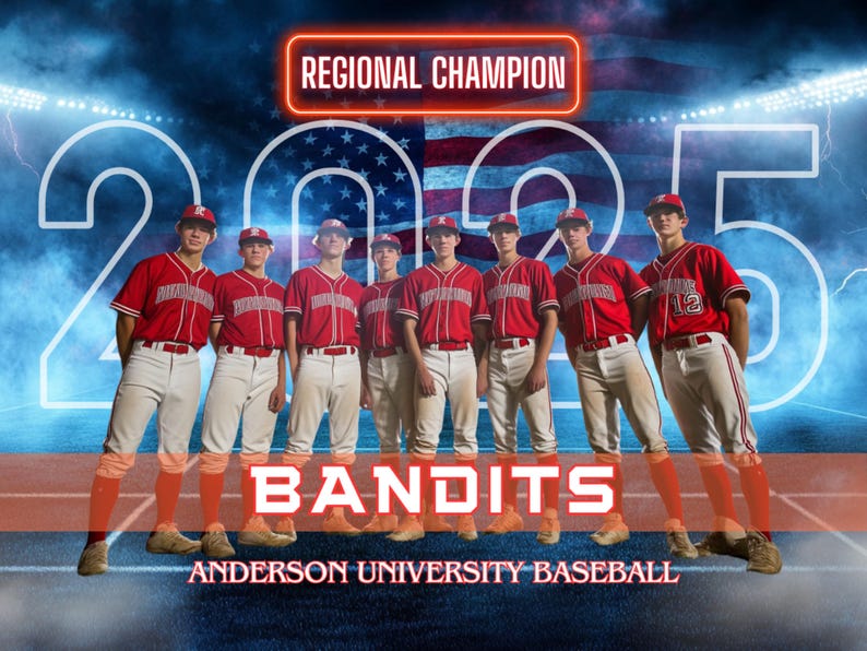 4th of July Baseball Team Canva Template Baseball Backdrop for Sport ...
