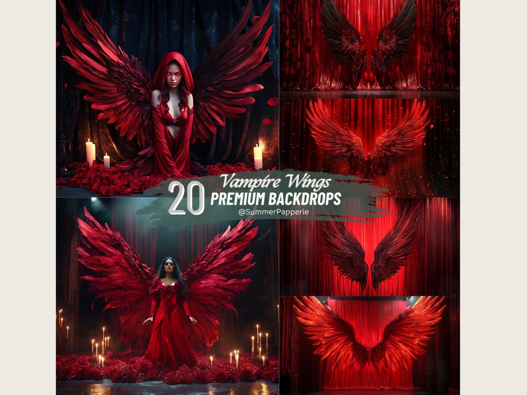 Vampire Wings Halloween Digital Background, Spooky Wings Overlay ...