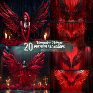 Vampire Wings Halloween Digital Background, Spooky Wings Overlay ...