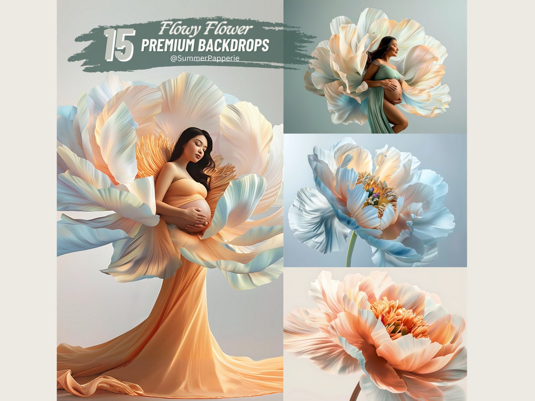 Floral Maternity Digital Backdrop | Elegant Beige & Pink Flower Wall ...