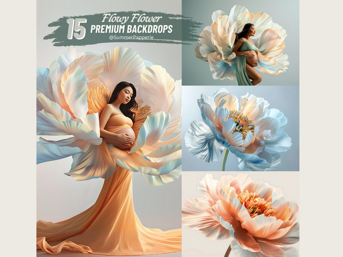 Floral Maternity Digital Backdrop Maternity Digital Background Overlay Photoshop Floral Overlay ...