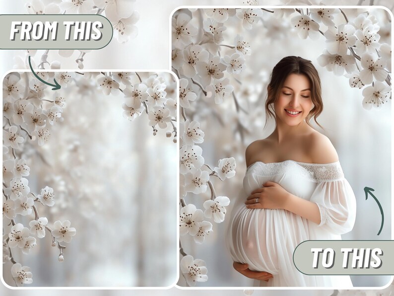Floral Maternity Digital Backdrop, Boho Backdrops, Flower Backdrop ...