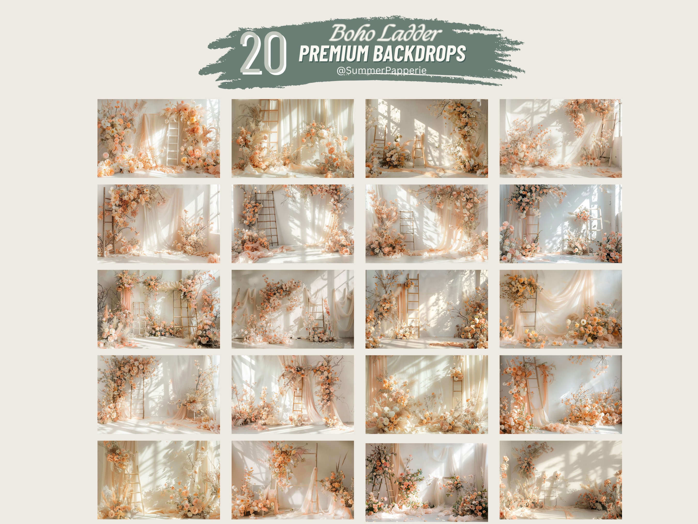 Boho Ladder Backgrounds Digital Backdrops Overlay Maternity Backdrop ...