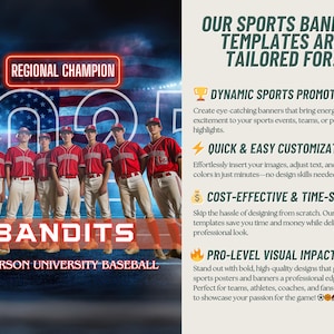 4th of July Baseball Team Canva Template Baseball Backdrop for Sport ...