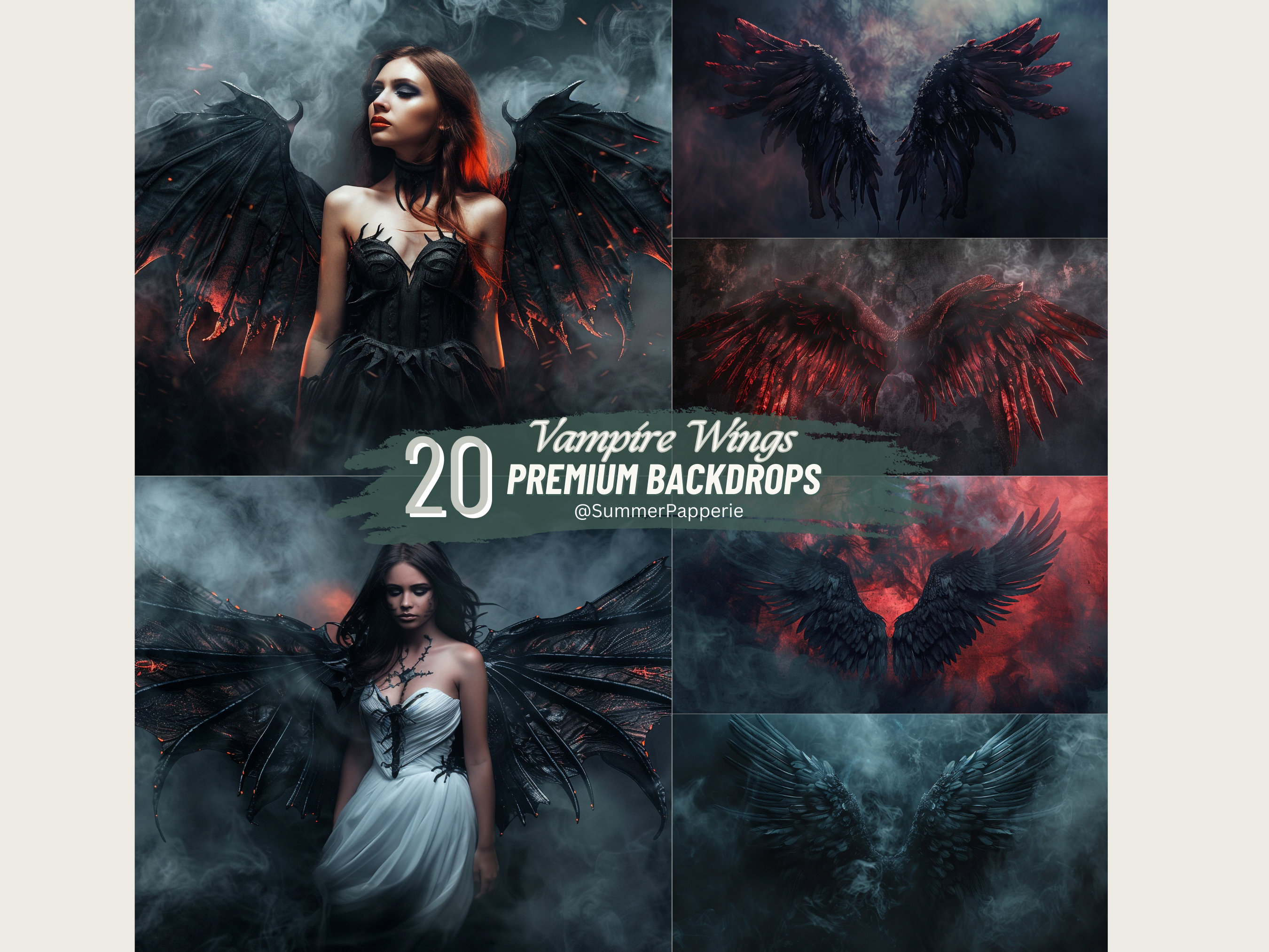 Vampire Wings Halloween Background Digital Backdrops Overlay Halloween ...