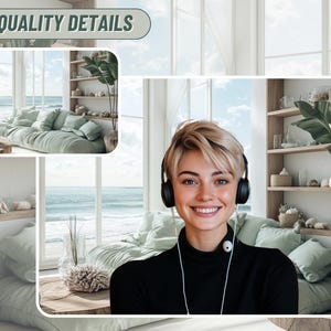 Zoom Background Coastal Green Aesthetic Backdrop Summer Zoom Backdrops ...