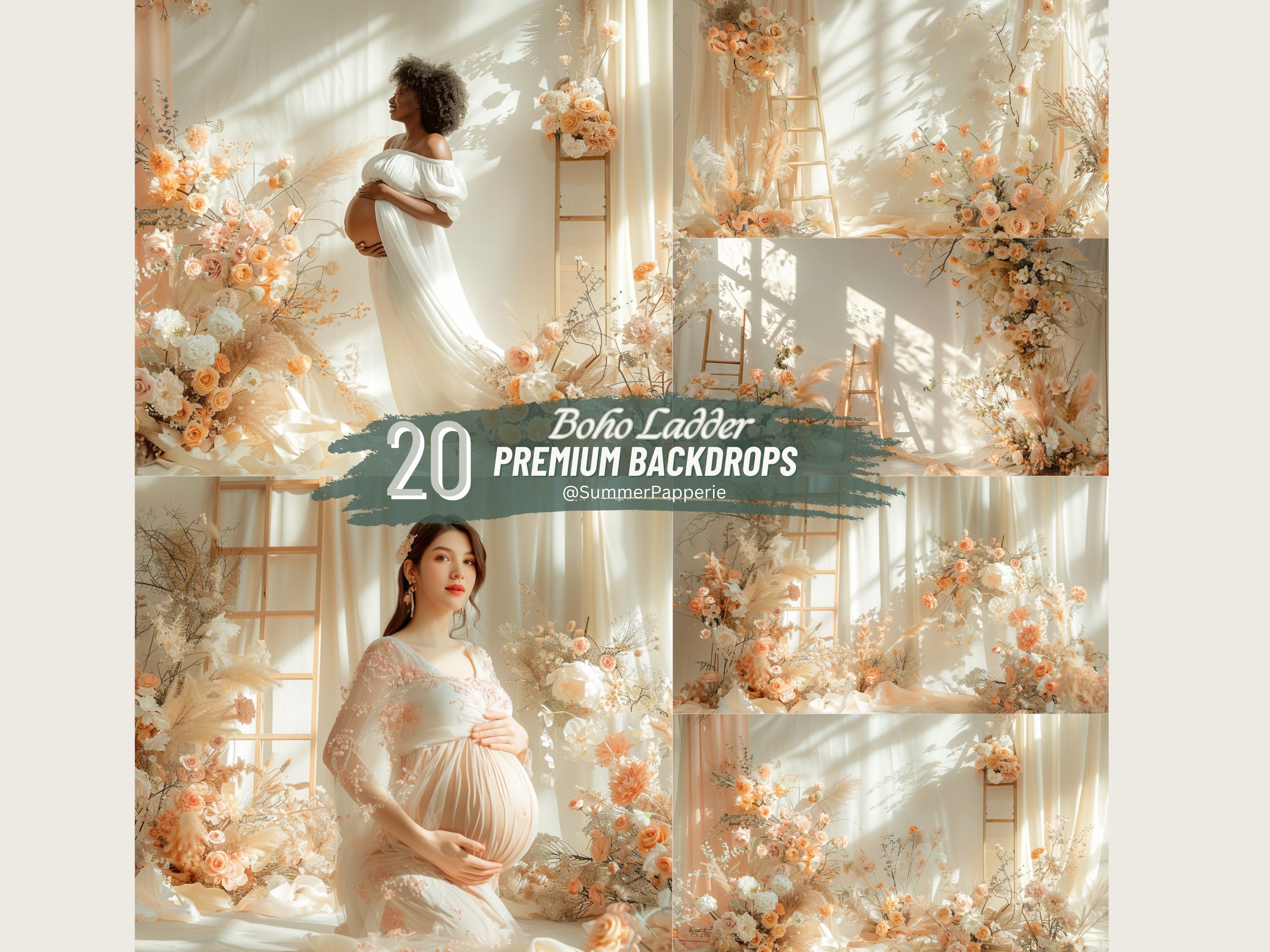 Boho Ladder Backgrounds Digital Backdrops Overlay Maternity Backdrop ...