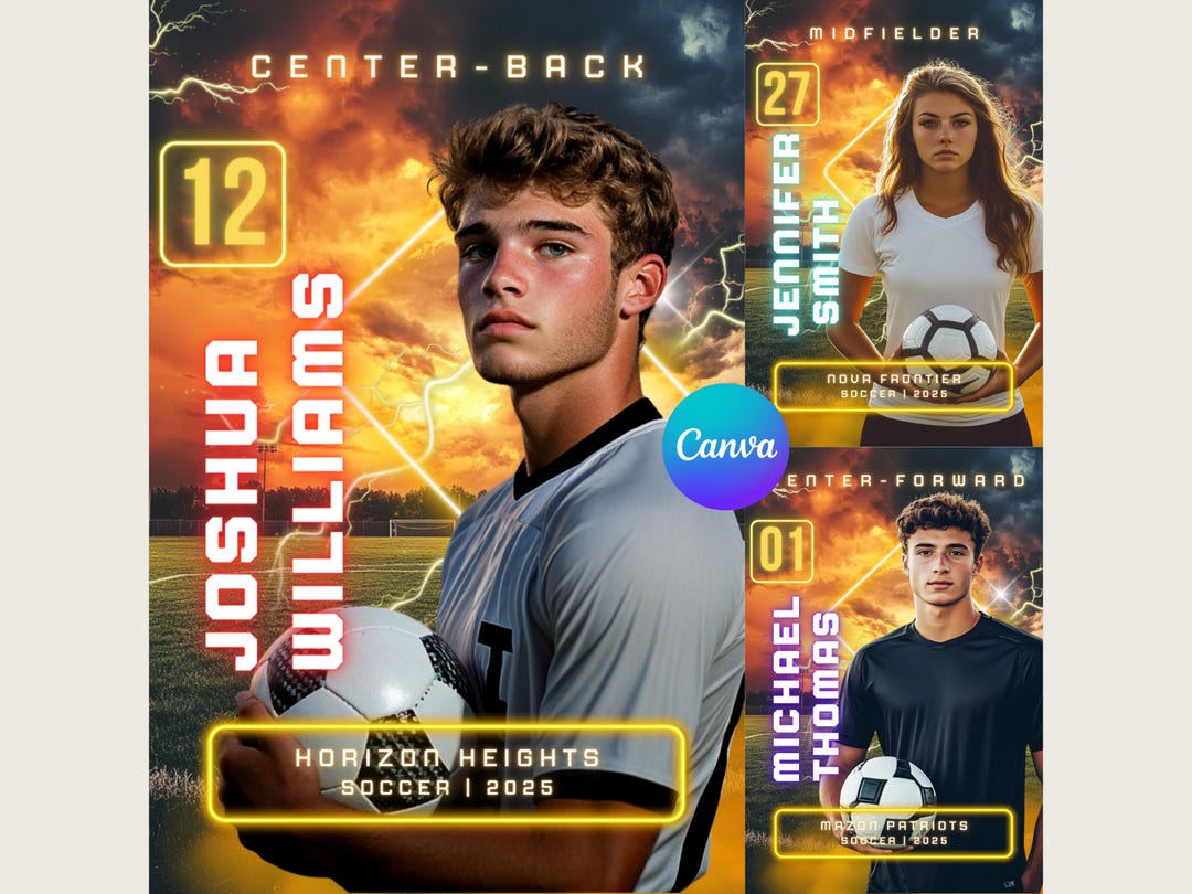 Editable Soccer Poster Banner Canva Template Customizable Digital ...