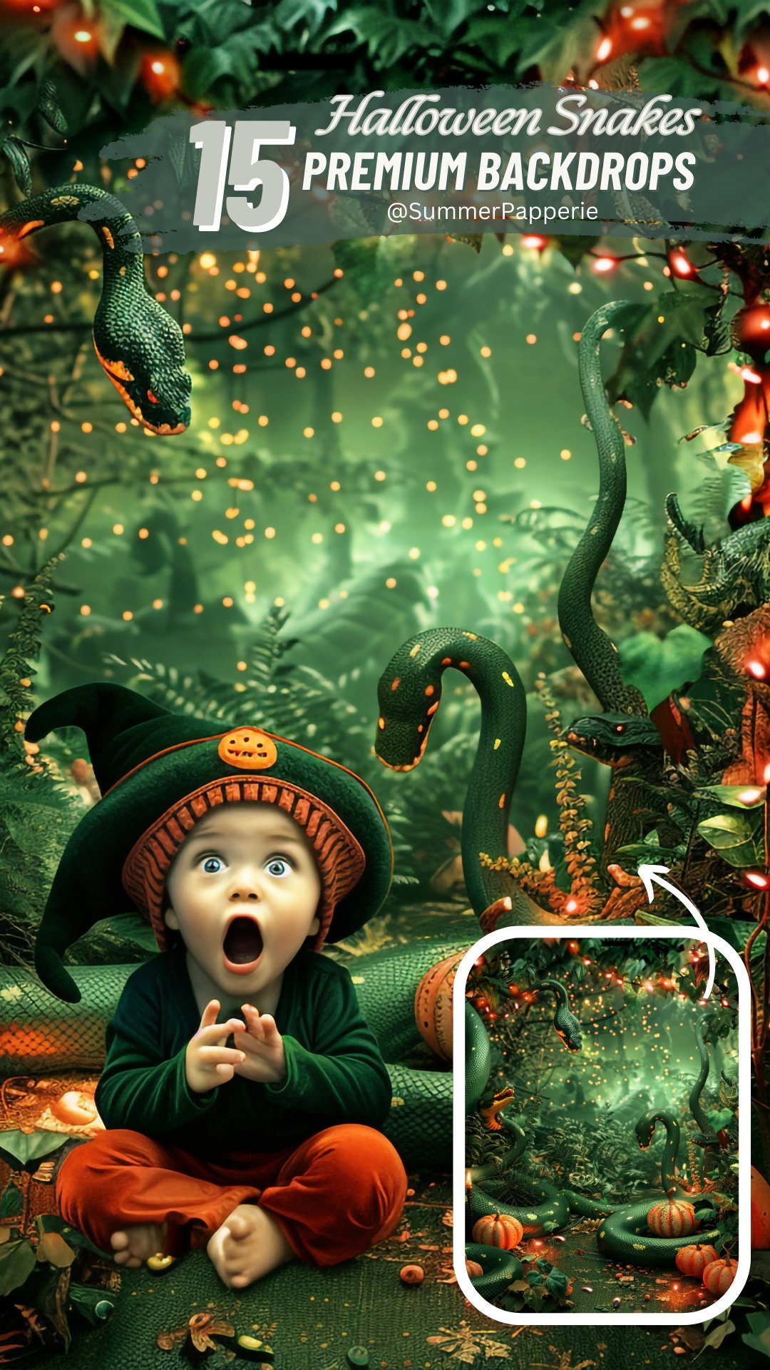 Halloween Snake Halloween Background Digital Backdrops Overlay ...