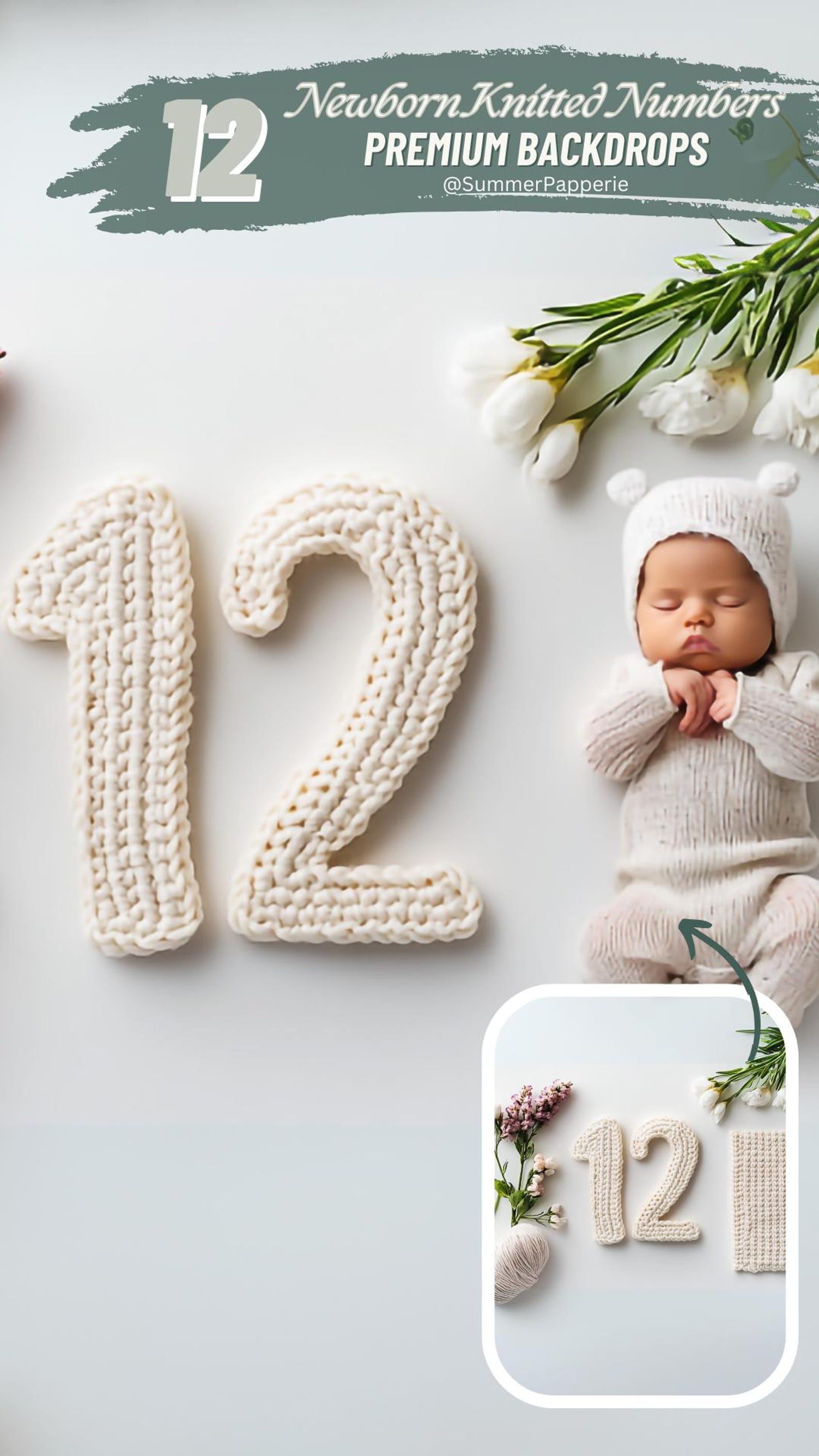 Newborn Knitted Digital Backgrounds Baby First Twelve Months Newborn ...