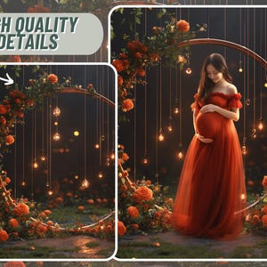 Boho Floral Ring Maternity Digital Backdrop | Elegant Pregnancy ...