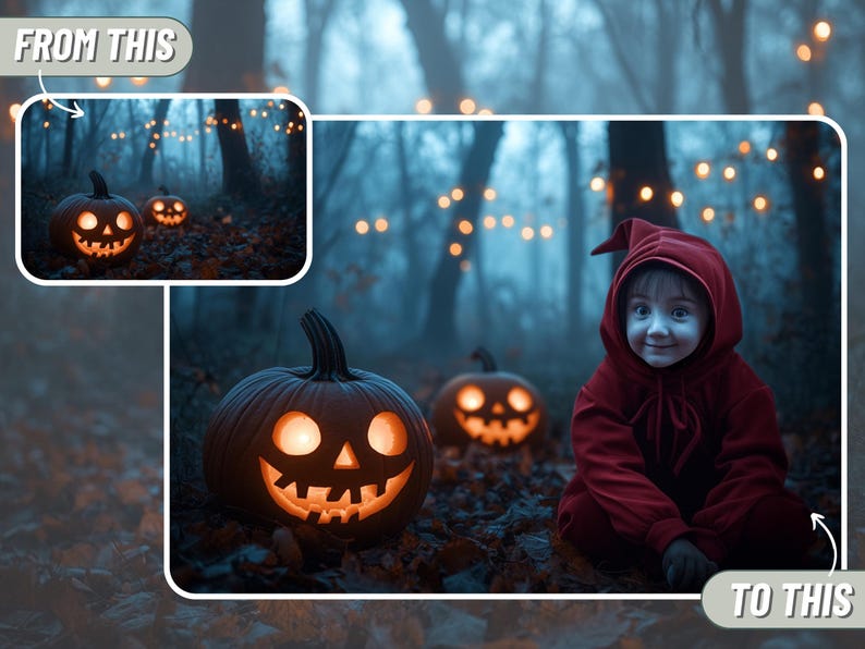 Halloween Background Digital Backdrops Overlay Halloween Forest Spooky ...