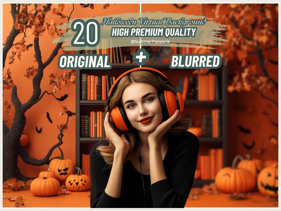 Halloween Zoom Virtual Backgrounds Pumpkin Themed Meeting Backdrops for ...