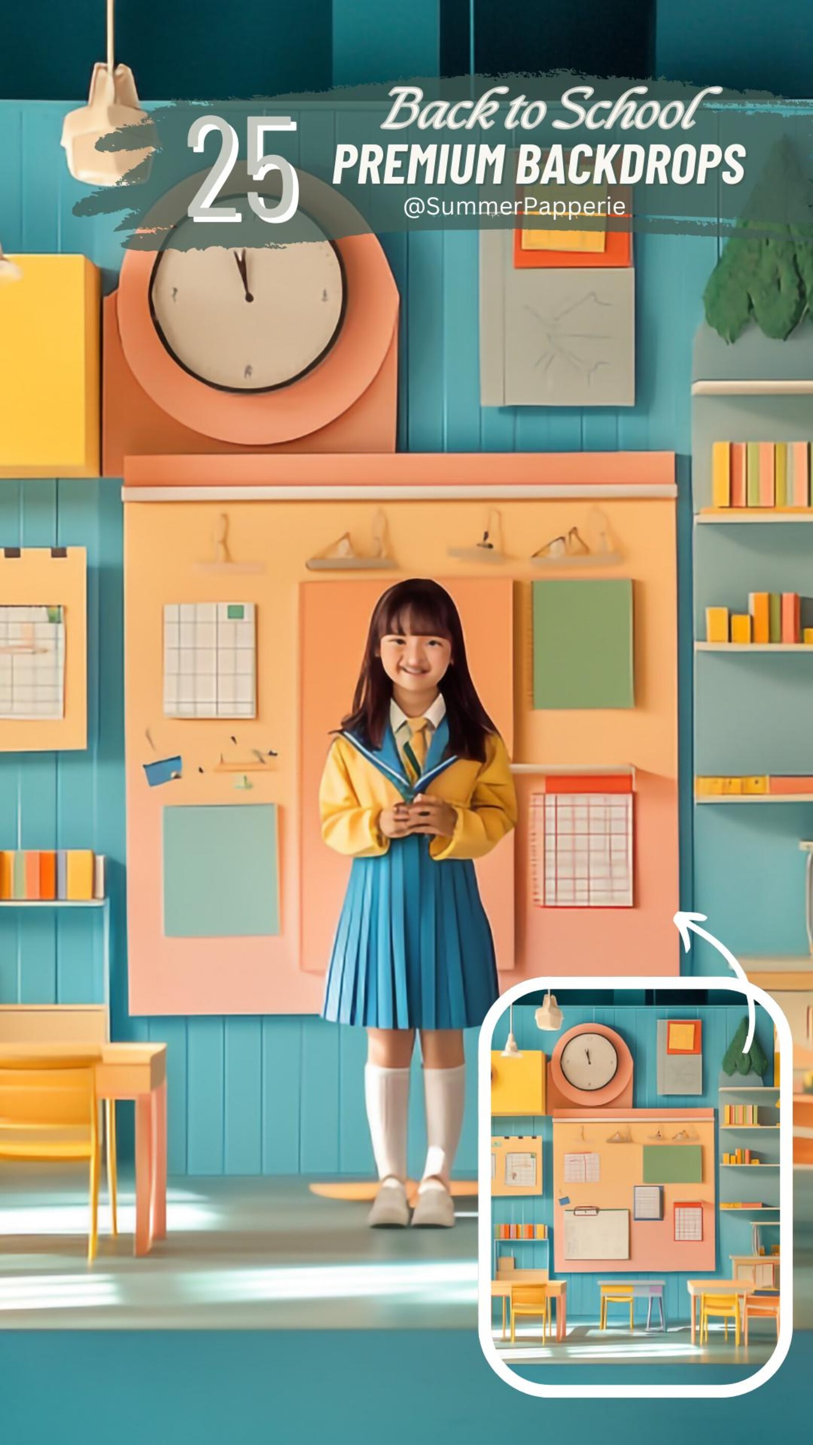 Back to School Digital Background With Classroom Backdrop School ...