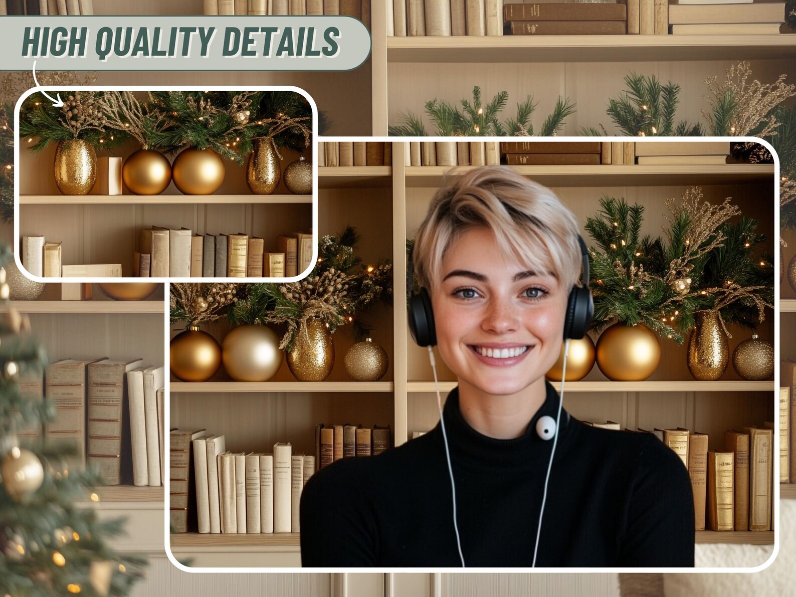 Zoom Christmas Gold Background for Virtual Meetings Office Video ...