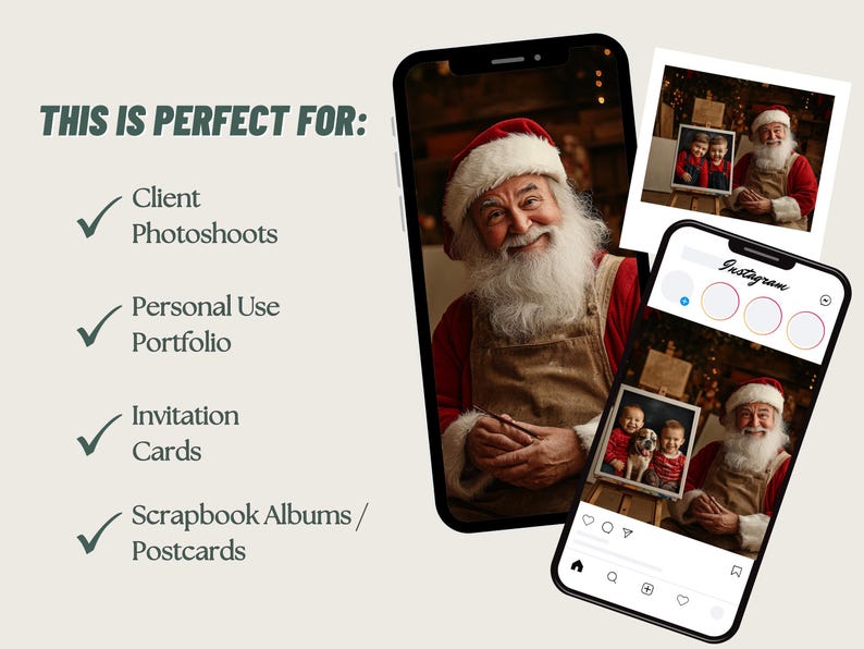 Christmas Santa Claus Digital Backdrop Kids Photography Holiday ...