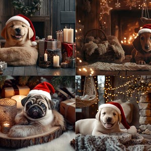 Christmas Puppy Studio Digital Background Holiday Portrait Backdrop ...