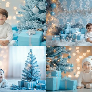 Christmas Baby Blue Studio Digital Background Holiday Portrait Backdrop ...