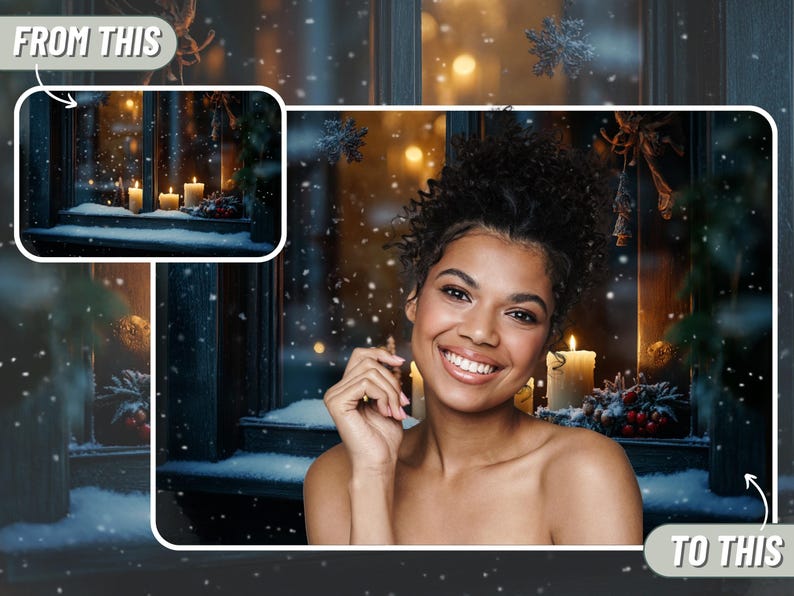 Festive Christmas Window Zoom Background for Virtual Meetings Office ...