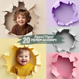 Festive Ripped Paper Digital Background Children's Holiday Portraits ...