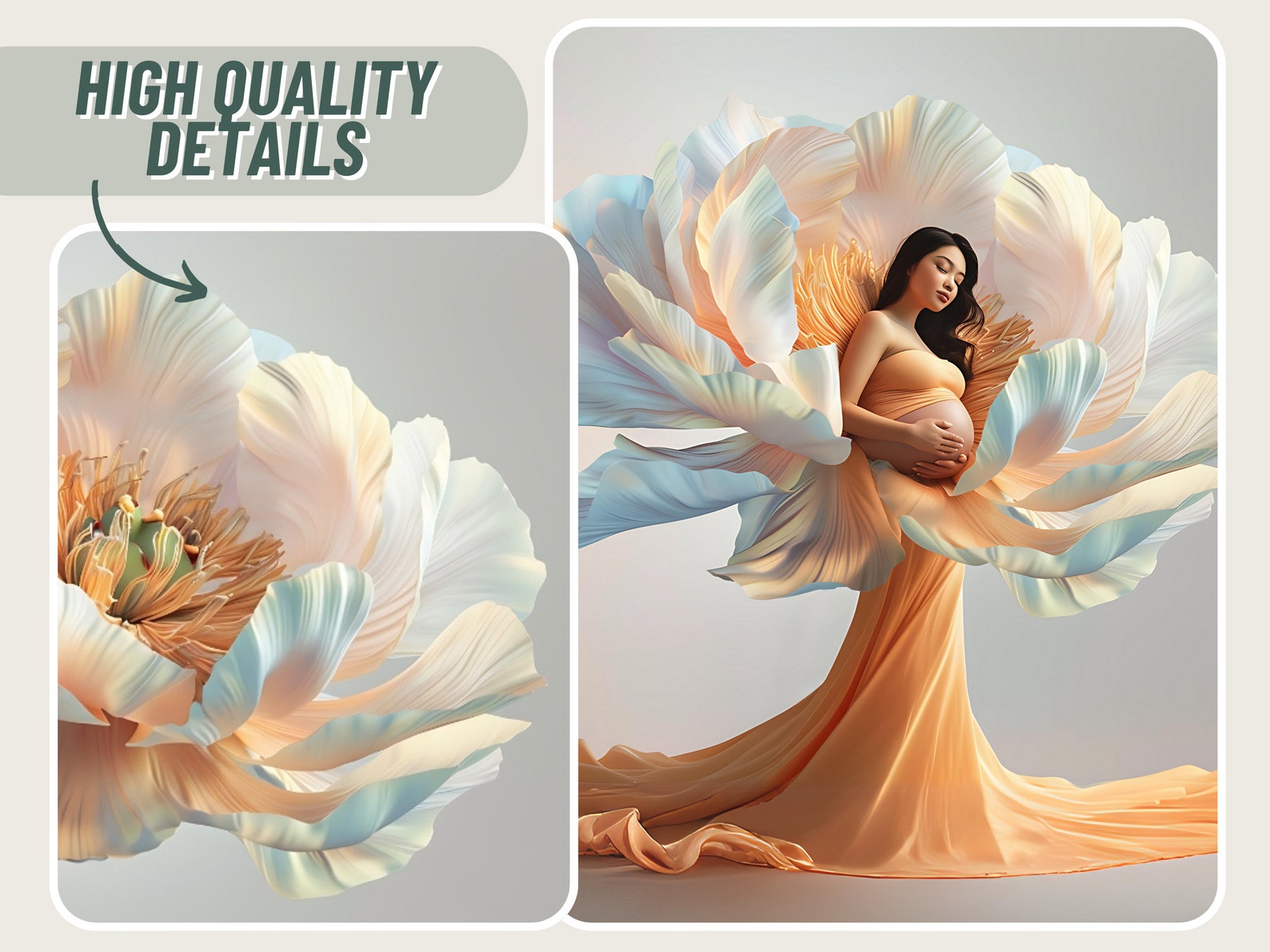 Floral Maternity Digital Backdrop Maternity Digital Background Overlay ...