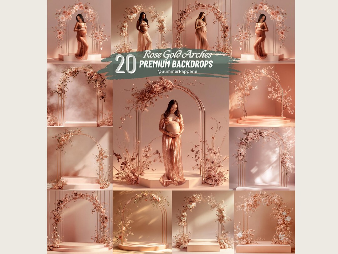 Rose Gold Arch Boho Digital Background Overlay Maternity Photography ...