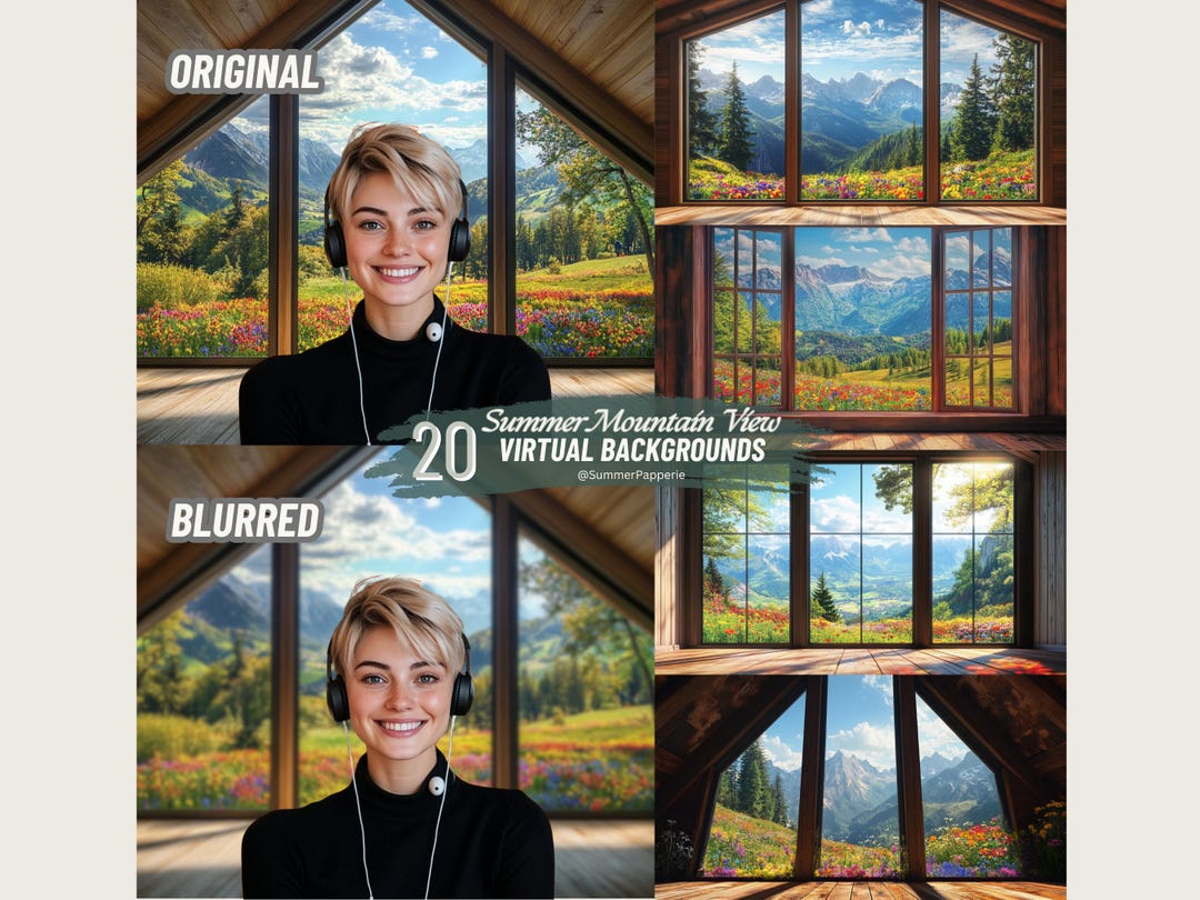 Zoom Background of a Wooden Cabin Backdrop Summer Mountain Zoom ...