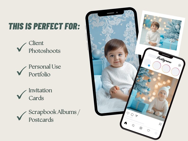 Christmas Baby Blue Studio Digital Background Holiday Portrait Backdrop ...