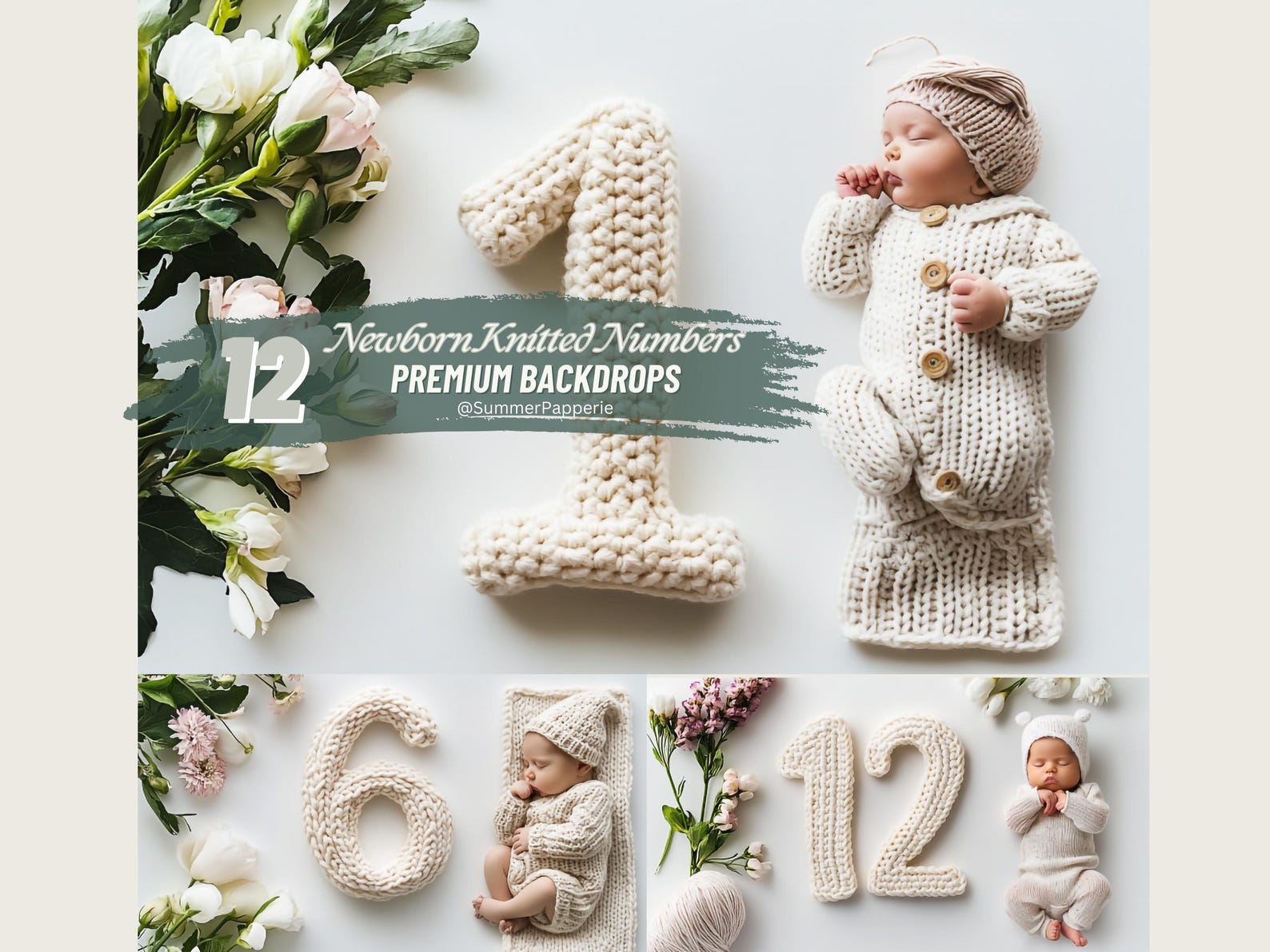 Newborn Knitted Digital Backgrounds Baby First Twelve Months Newborn ...