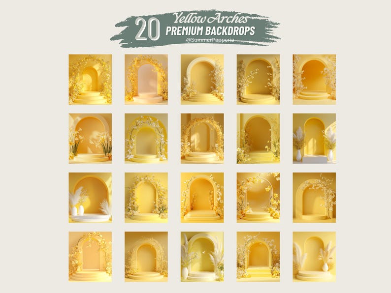 Yellow Arch Boho Digital Background Overlay Maternity Backdrop Arch ...