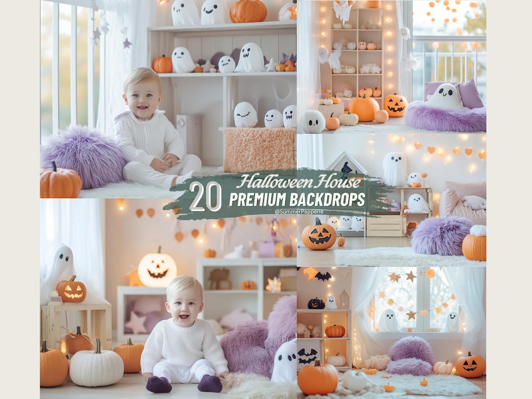 Halloween Background Spooky House Backdrop Kids Halloween Overlays ...