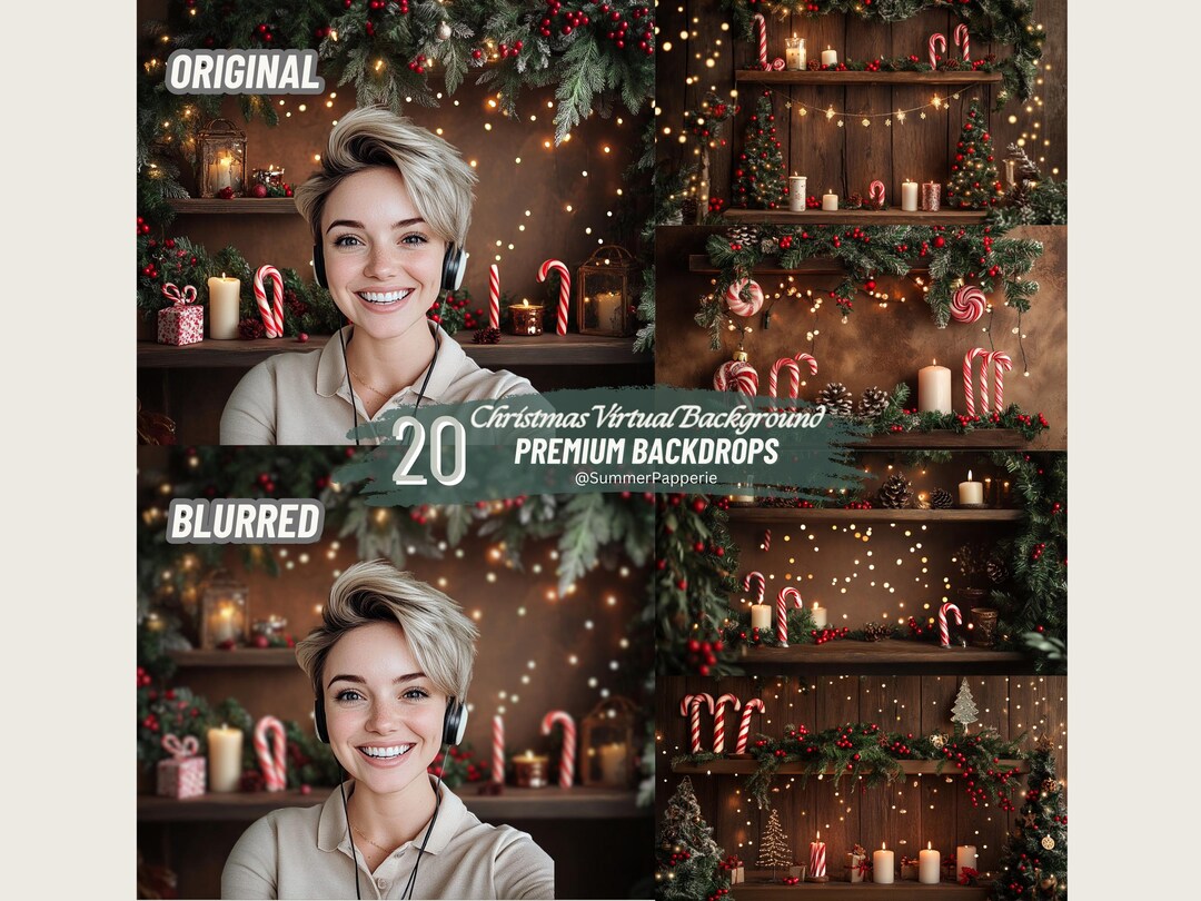 Rustic Christmas Crane Zoom Virtual Background Festive Office Backdrop ...