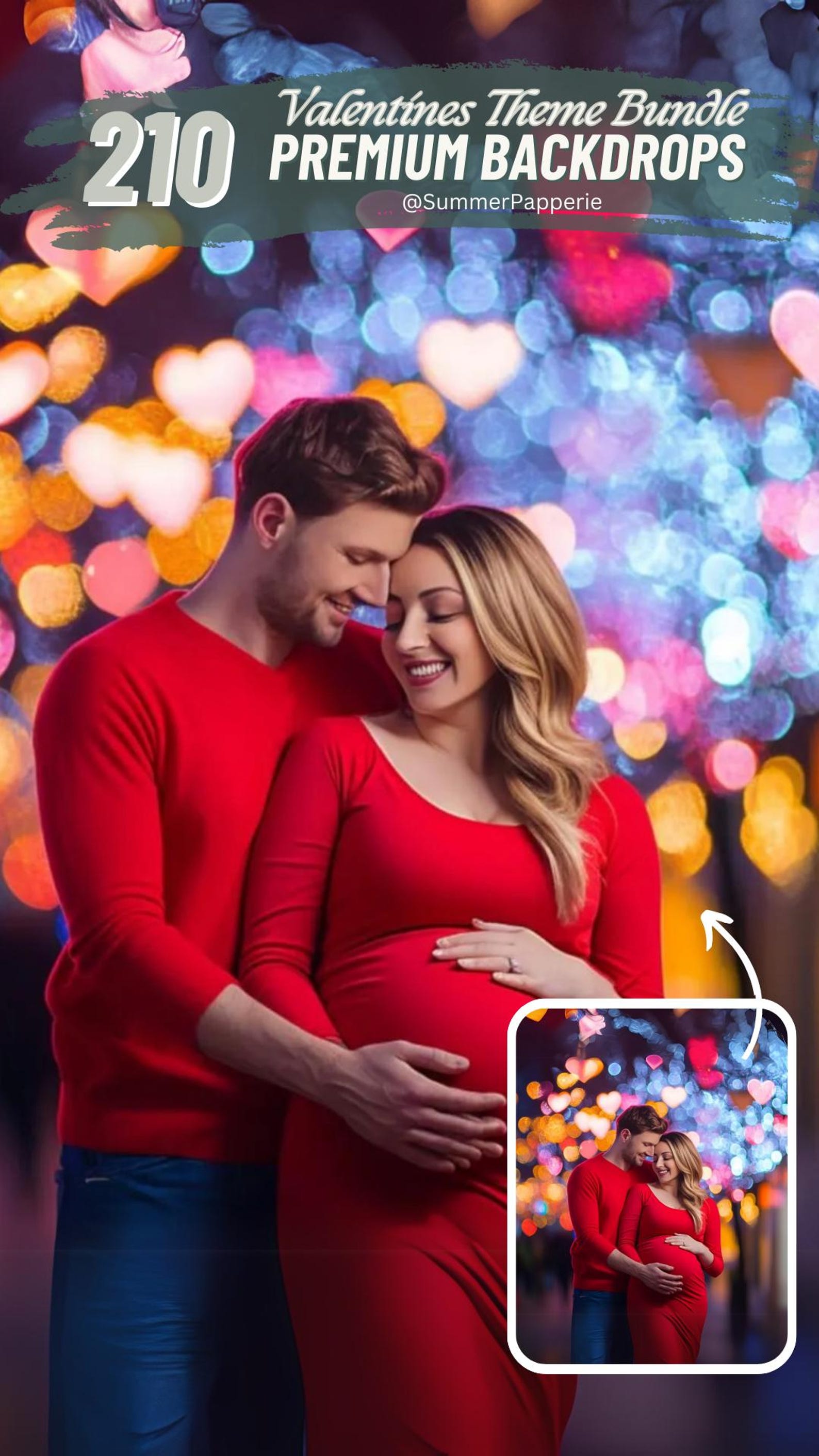 Valentine's Day Digital Backdrops Bundle Heart Overlays Romantic ...