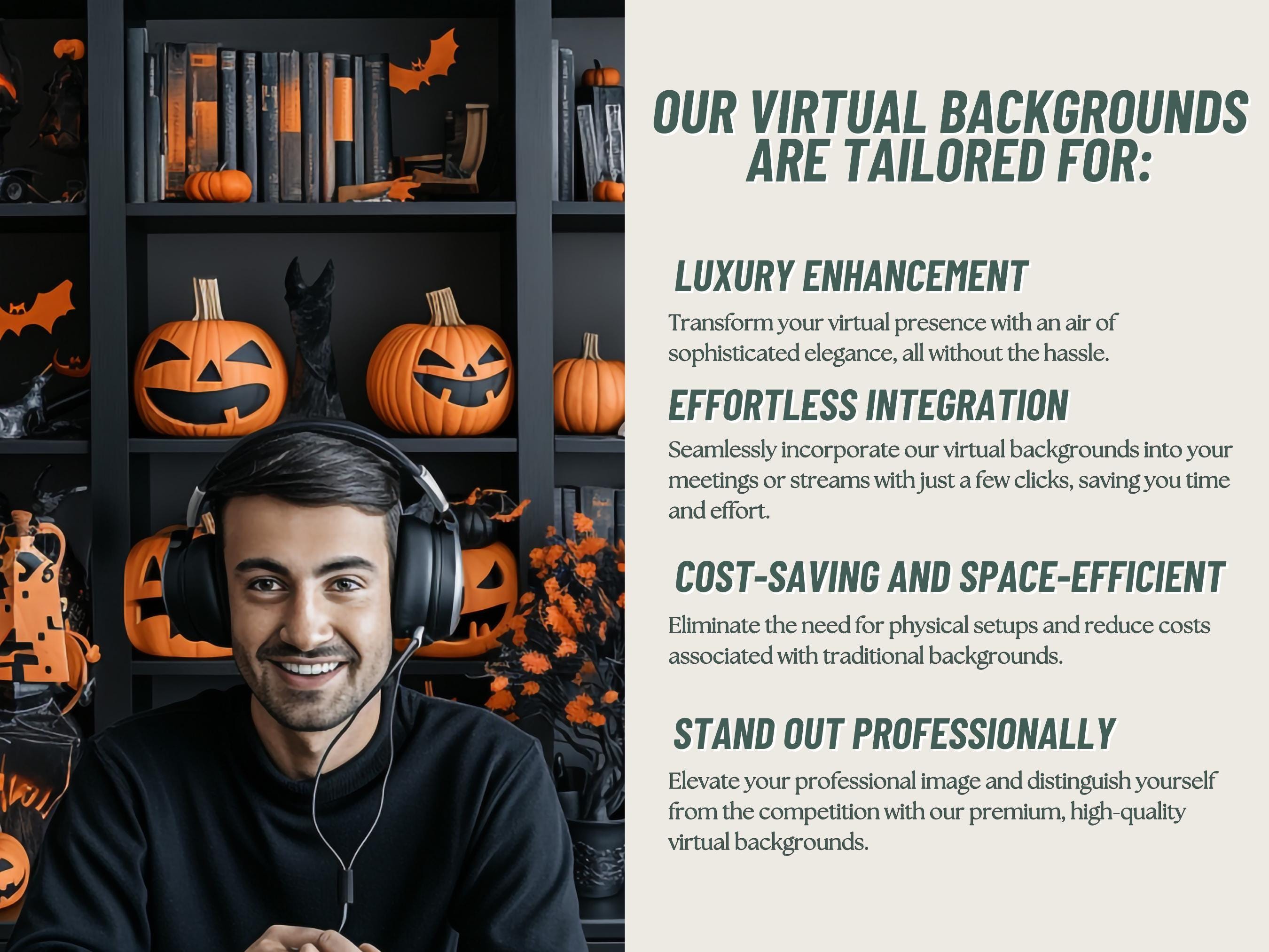 Halloween Zoom Virtual Backgrounds Pumpkin Themed Meeting Backdrops for ...