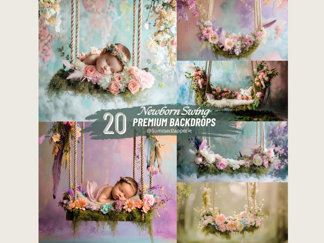 Swing Newborn Digital Backdrops Overlay Floral Studio Photography Backdrop With Texture Newborn ...