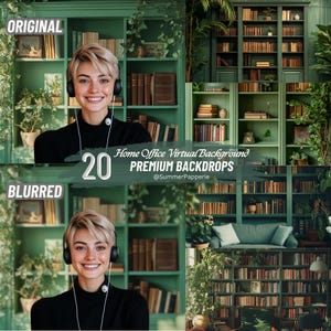 Sage Green Zoom Background Plants Office Virtual Meeting Backdrop ...