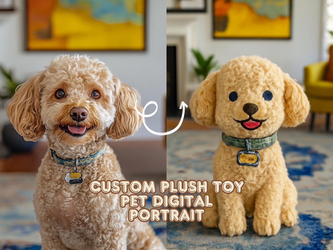 Custom Plush Toy Portrait From a Pet Photo Personalized Digital ...
