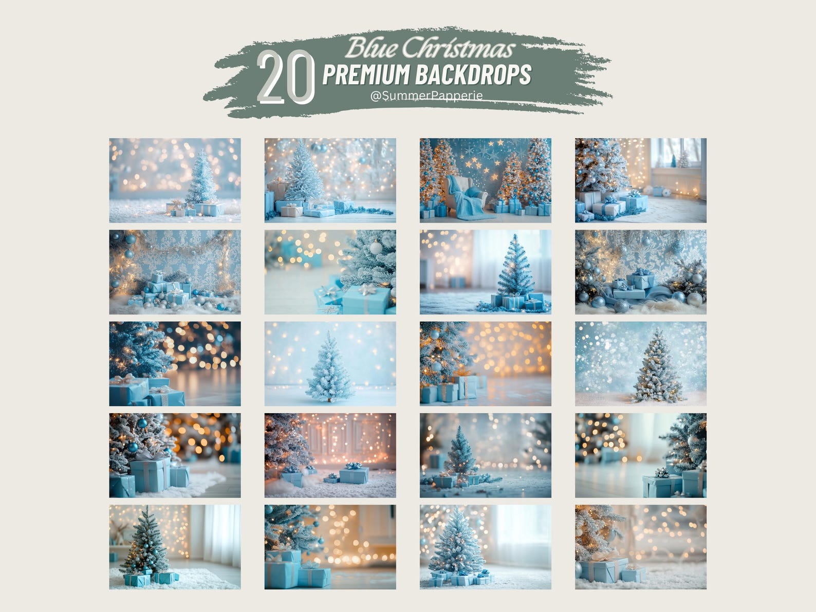 Christmas Baby Blue Studio Digital Background Holiday Portrait Backdrop ...