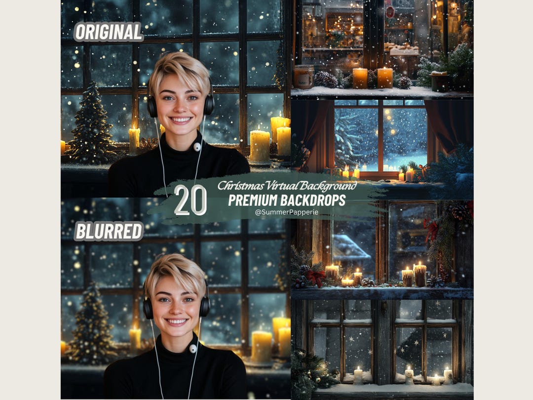 Festive Christmas Window Zoom Background for Virtual Meetings Office ...